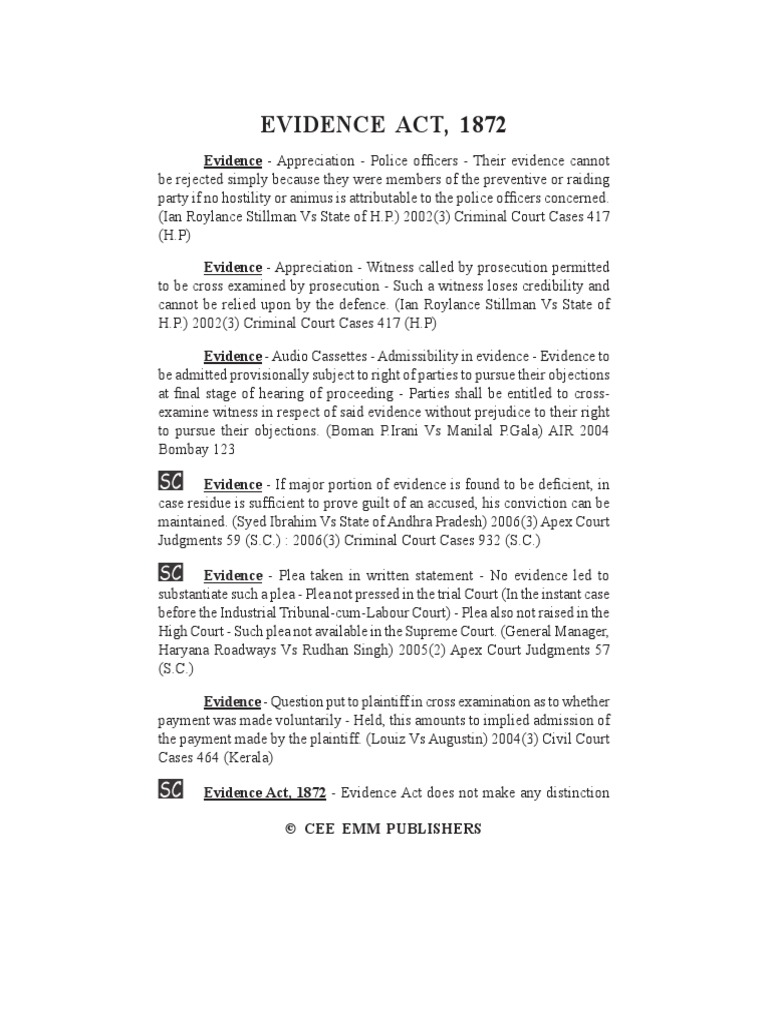 Evidence Act 1872 PDF | PDF | Witness | Confession (Law)