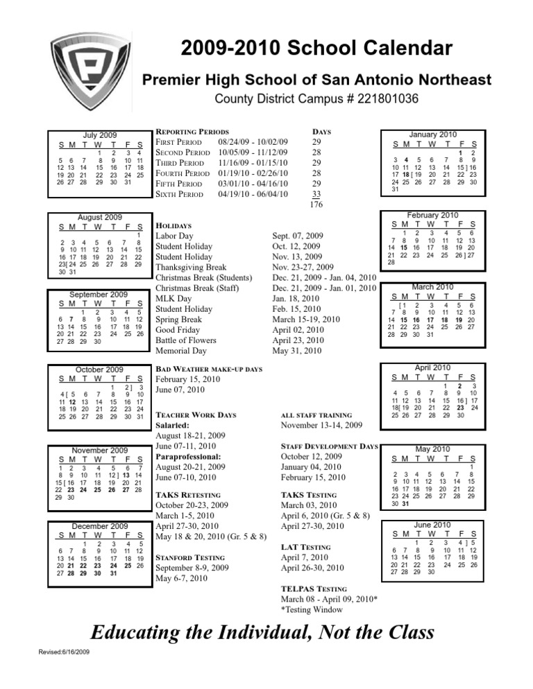 2009-2010 School Calendar Overview | PDF | Traditions | Observances