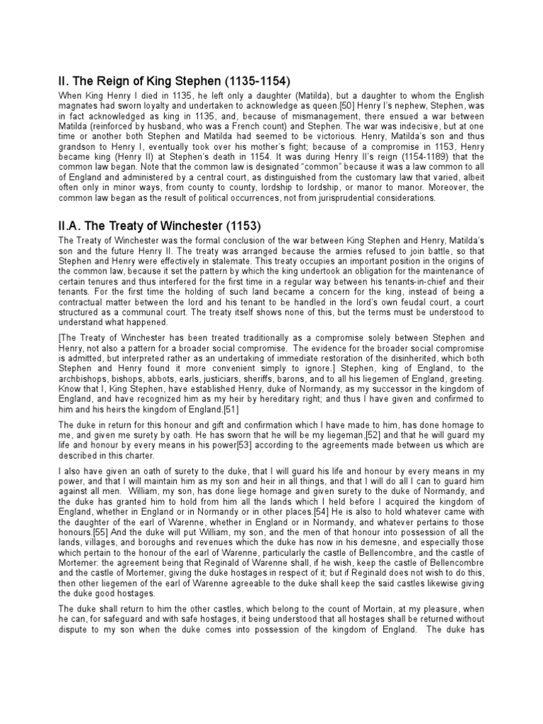II. The Reign of King Stephen (1135-1154) | PDF | Writ | Seisin