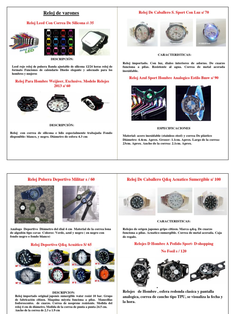 Catalogo Relojes | Descargar gratis PDF | Reloj | Pulsera
