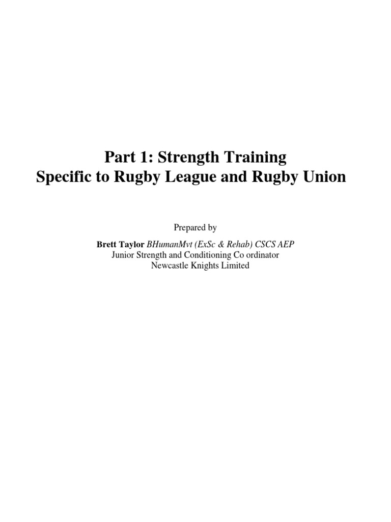 Rugby League Strength Training Program | PDF | Strength Training ...
