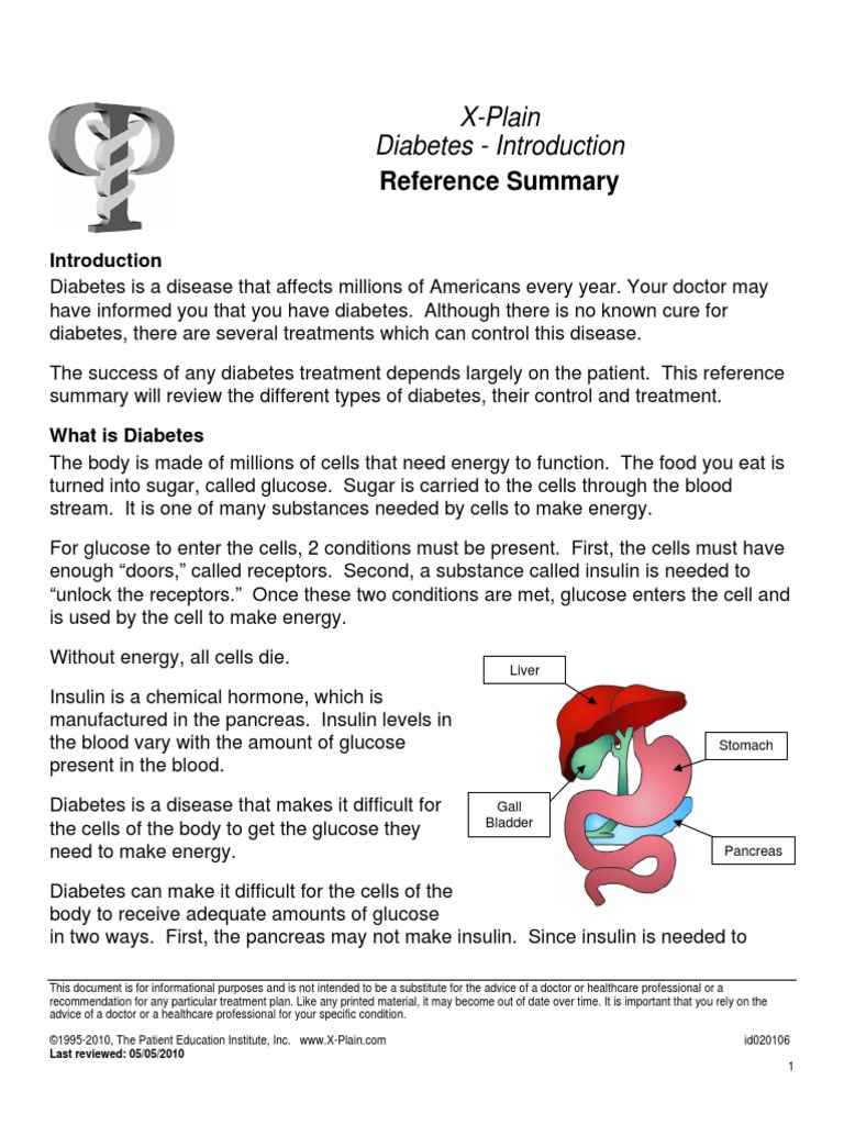 Reference Summary: X-Plain Diabetes - Introduction | PDF | Hypoglycemia ...