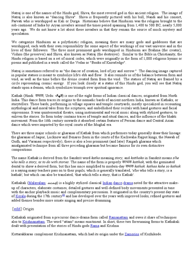 Indian Dances | PDF | Religion And Belief | Arts (General)