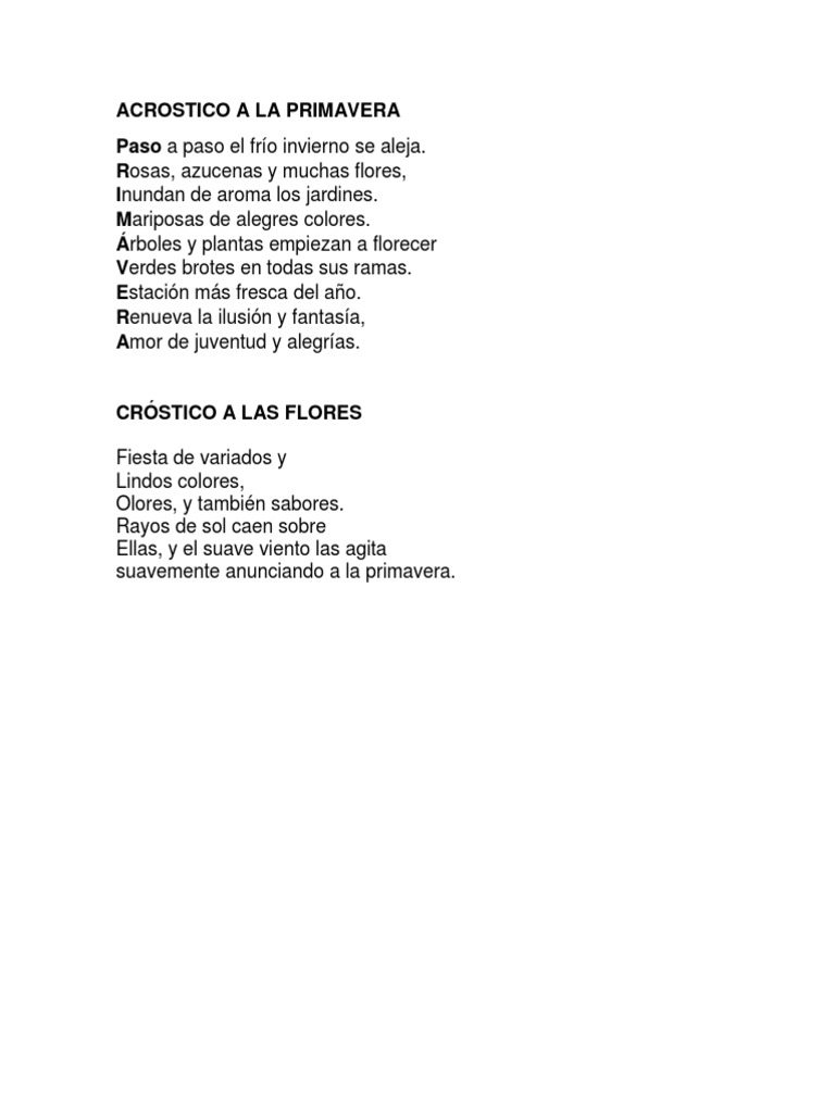 Acrostico A La Primavera | PDF