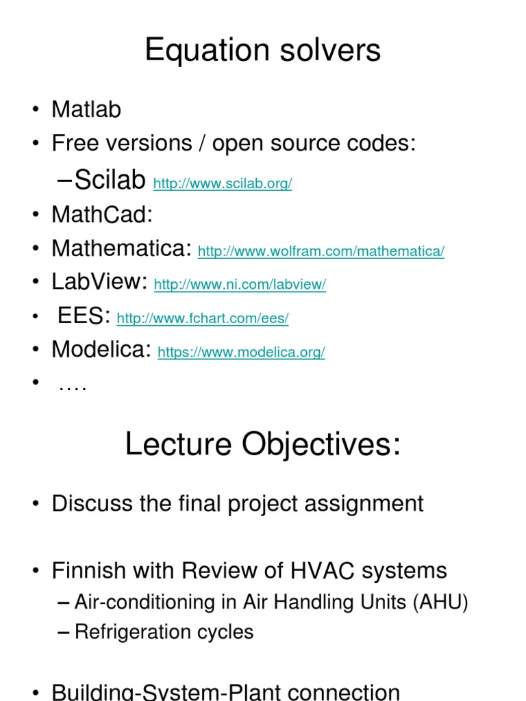 Equation Solvers: - Scilab | PDF | Hvac | Air Conditioning