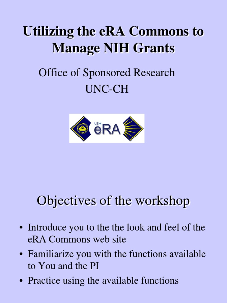 Overview of eRA Commons PDF | PDF | Pub Med | National Institutes Of Health