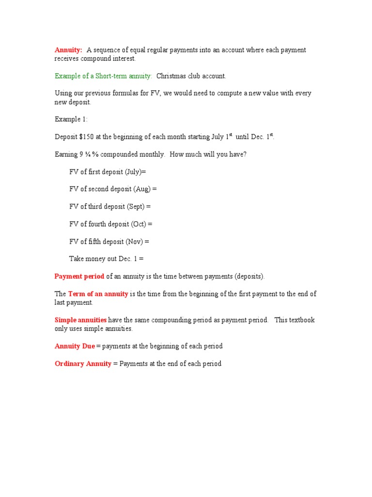 Example of A Short-Term Annuity | PDF | Government Finances | Taxes