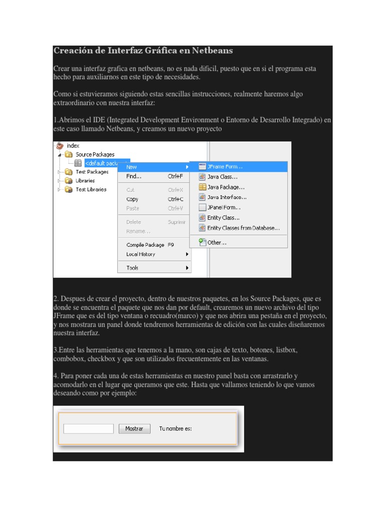 Creación de Interfaz Gráfica en Netbeans | PDF | Entorno de desarrollo integrado | Frijoles Netos