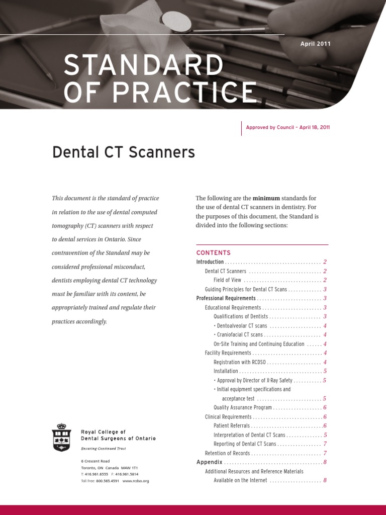 RCDSO Standard of Practice Dental CT Scanners | PDF | Ct Scan | Medical ...