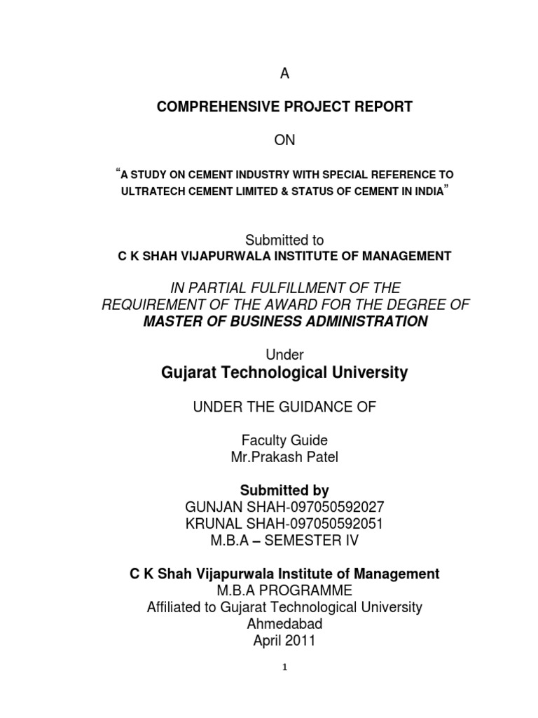 Comprehensive Project Report: Gujarat Technological University | PDF ...