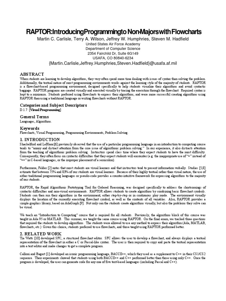RAPTOR: Flowchart Programming for Non-Majors | PDF | Teaching Methods & Materials