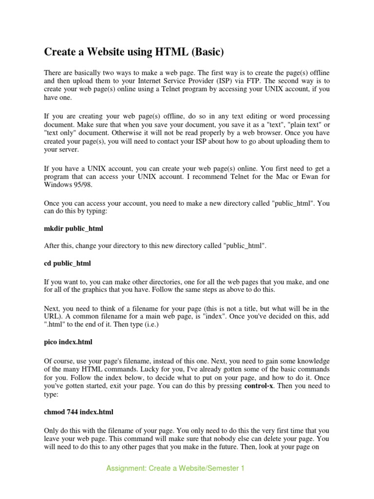 1st Assignment Creating Website | PDF | Web Page | World Wide Web