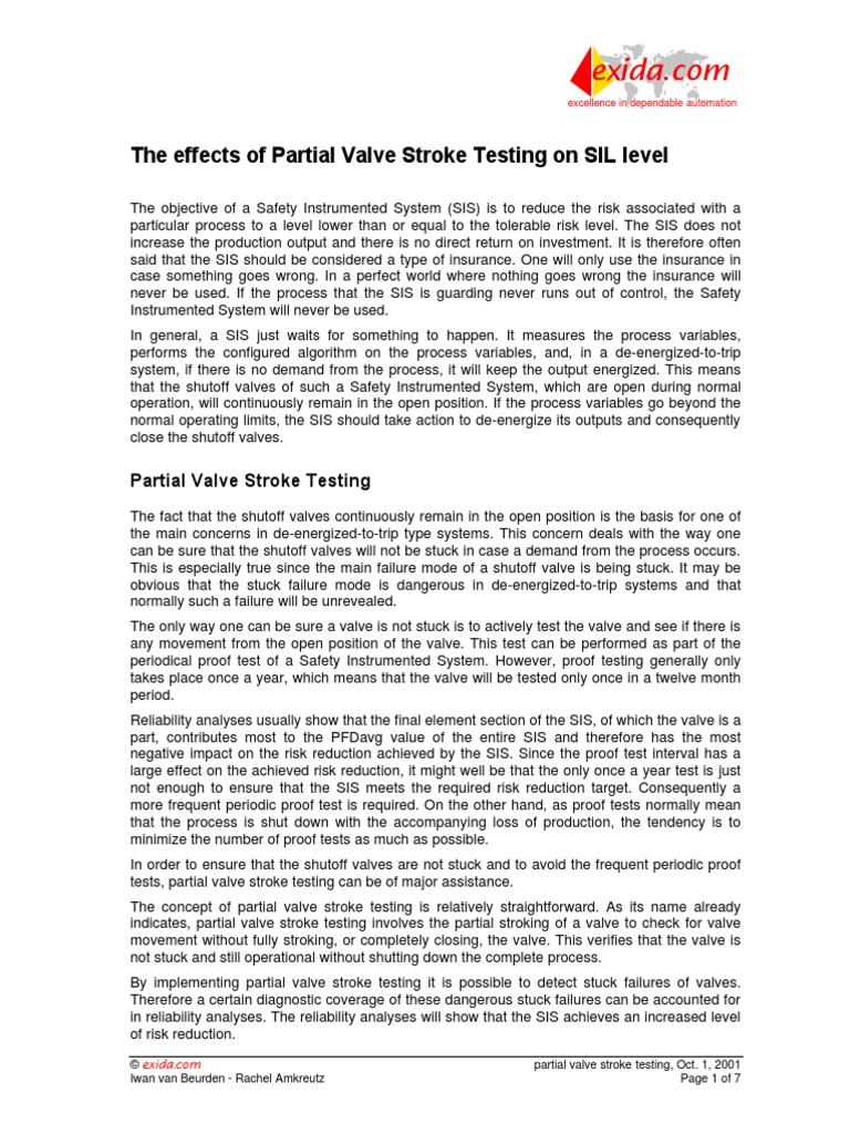 Partial Valve Stroke Testing | Download Free PDF | Safety | Systems ...