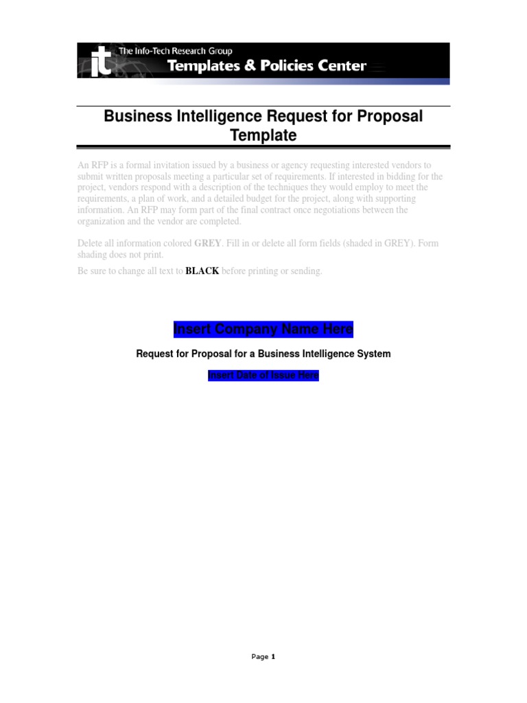 RFP Template PDF | Request For Proposal | Business Intelligence