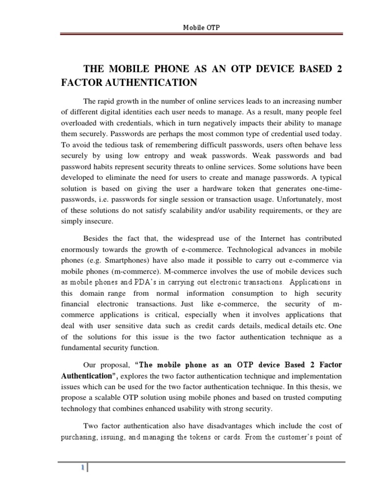 OTP Based 2F Authentication | PDF | Authentication | Password