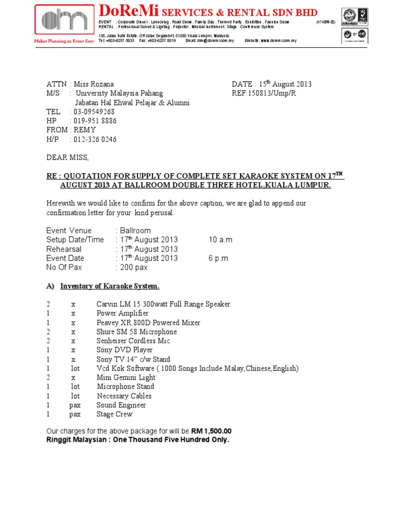 QUOTATION | PDF | Audio Electronics | Sound Technology