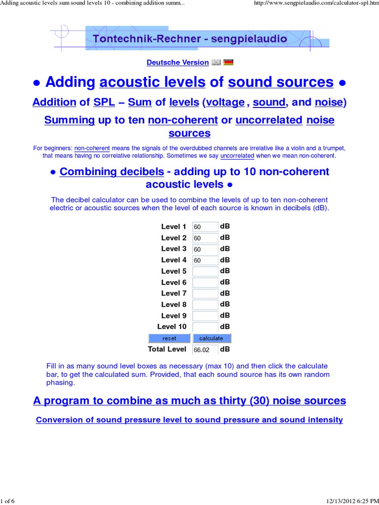 Sound DB Equation | Download Free PDF | Decibel | Sound