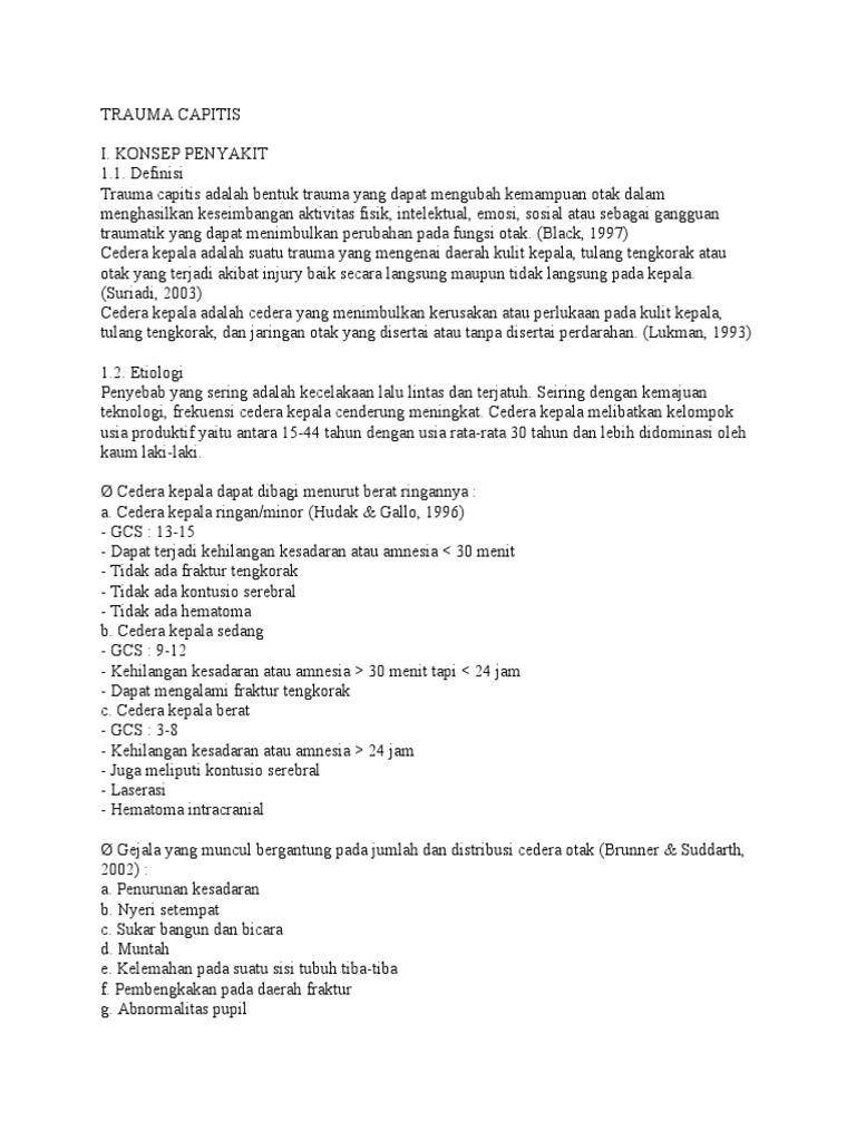 Askep Gadar TRAUMA CAPITIS | PDF