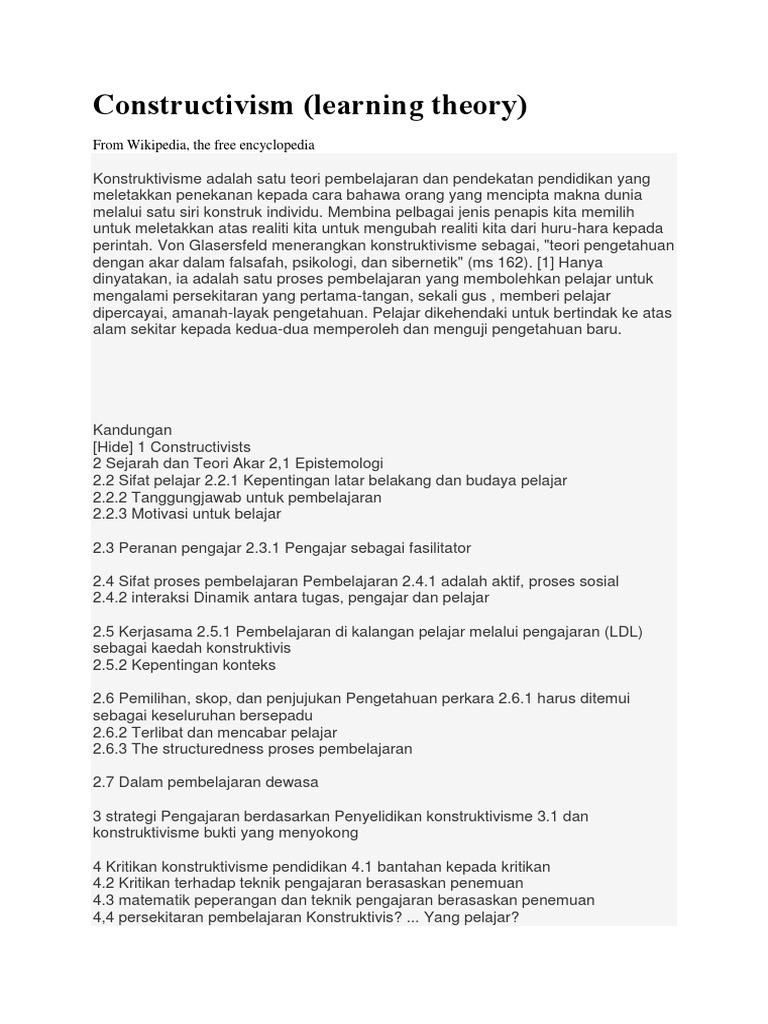 Memahami Konstruktivisme dalam Pembelajaran | PDF