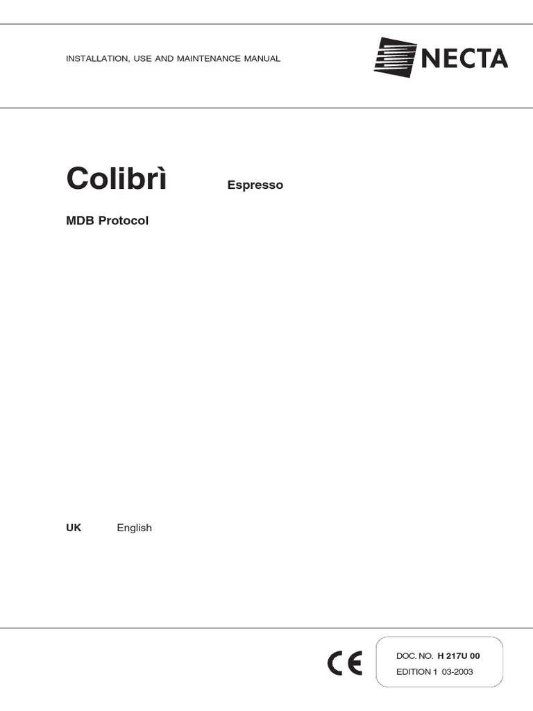 Necta Vending Colibri Operating Manual | PDF