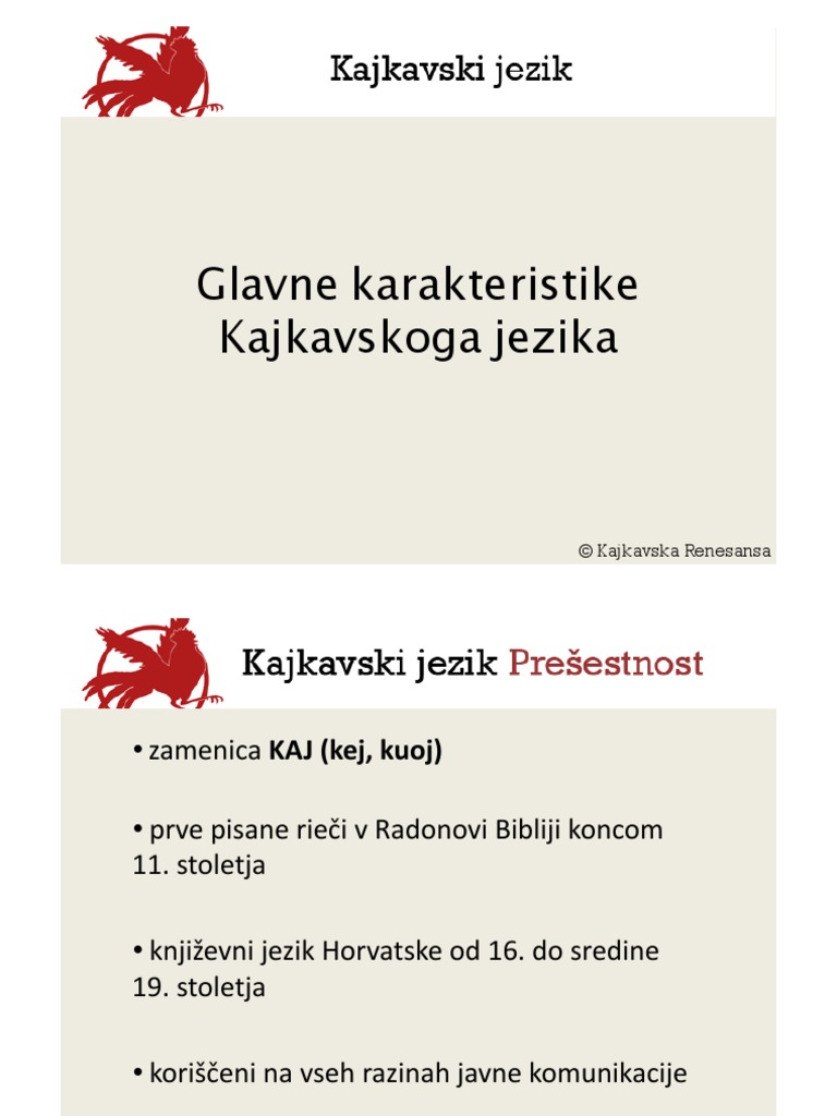 Kajkavski - Glavne Karakteristike Kajkavskoga Jezika | PDF