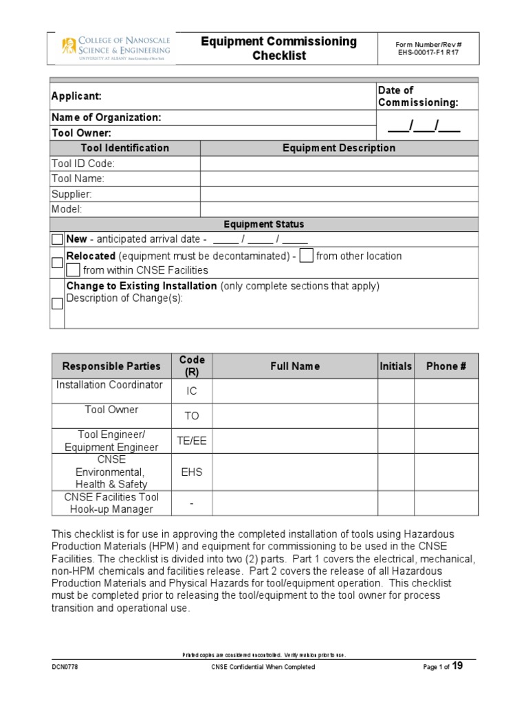 EHS-00017-F1 R17 Equipment Commissioning Checklist.doc | Fire Sprinkler ...