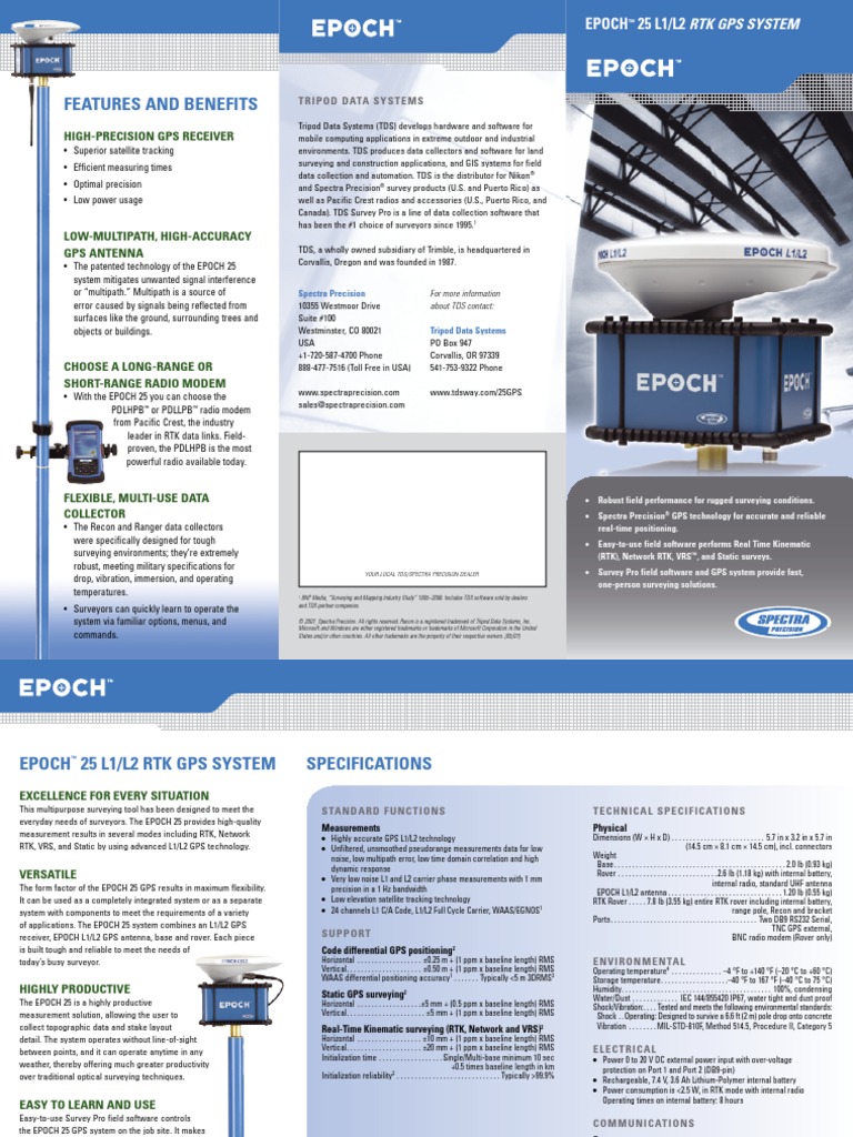EPOCH 25-Catalogo Espec Tecnicas | PDF | Surveying | Global Positioning ...