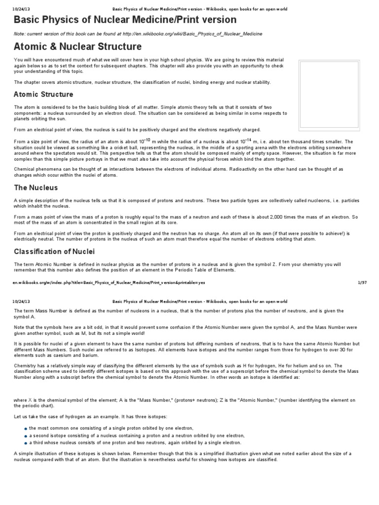 Basic Physics of Nuclear Medicine | PDF