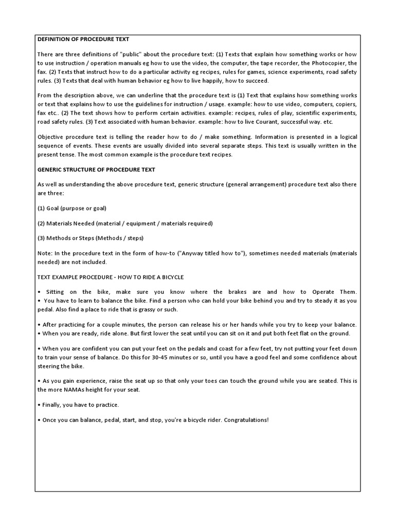 Definition of Procedure Text | PDF | Thanksgiving | Information