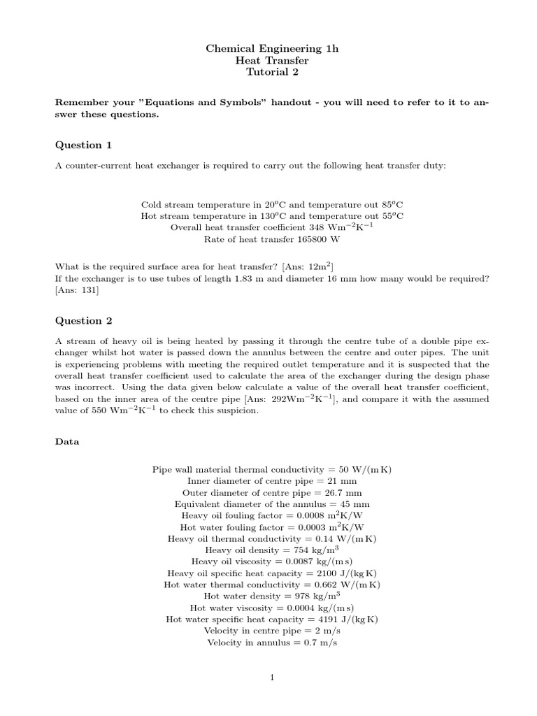 Heat Transfer Tutorial 2 | PDF | Heat Transfer | Thermal Conductivity