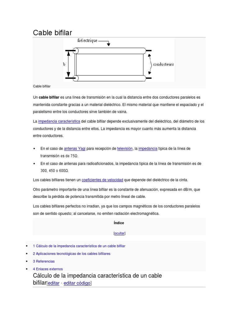 Características del Cable Bifilar | PDF | Línea de transmisión | Radio