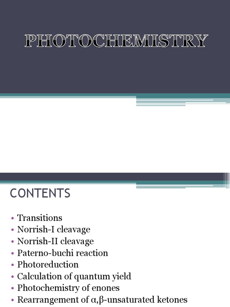 Photochemistry of Carbonyl Compounds | PDF | Alkene | Photochemistry