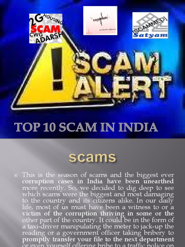 TOP 10 SCAMS IN INDIA.pptx | Corruption | Crimes | Free 30-day Trial ...