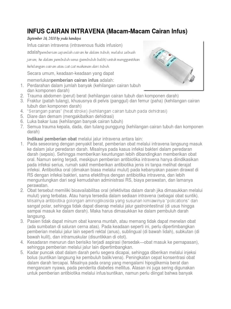 Infus Cairan Intravena | PDF | Pengembangan Diri | Kesehatan Holistik
