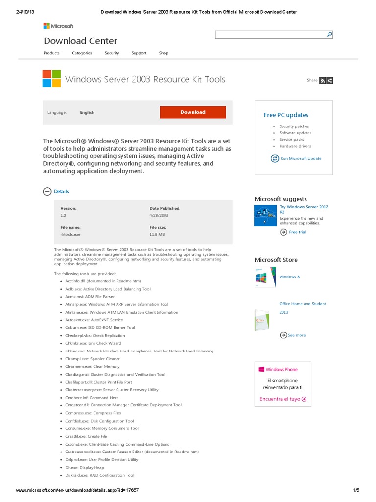 Windows Server 2003 Resource Kit Tools | PDF | Windows Server 2003 ...