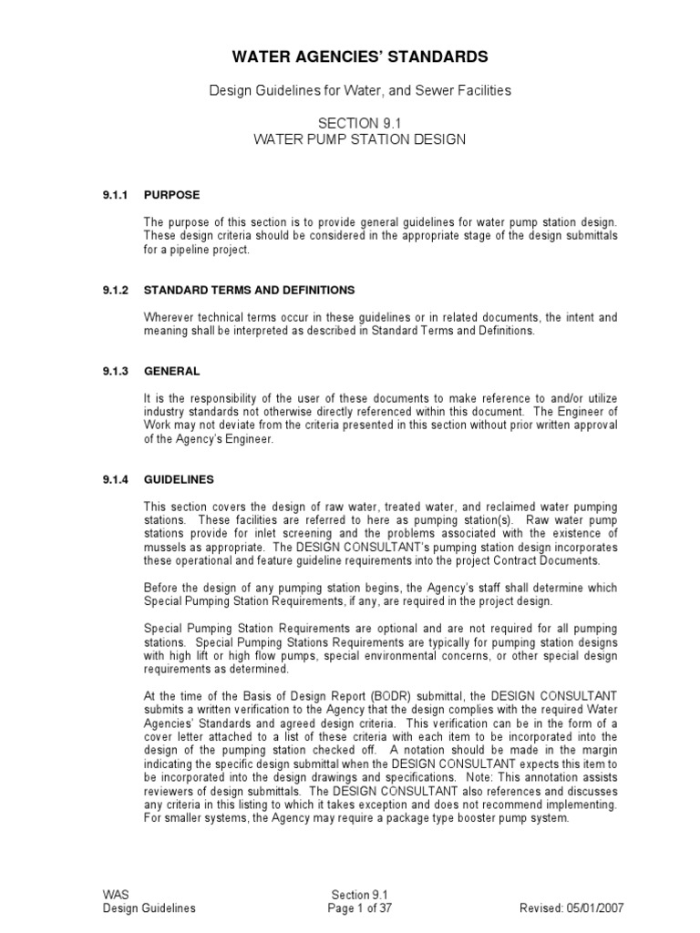 Water Pump Station Design Guidelines | PDF | Valve | Pump