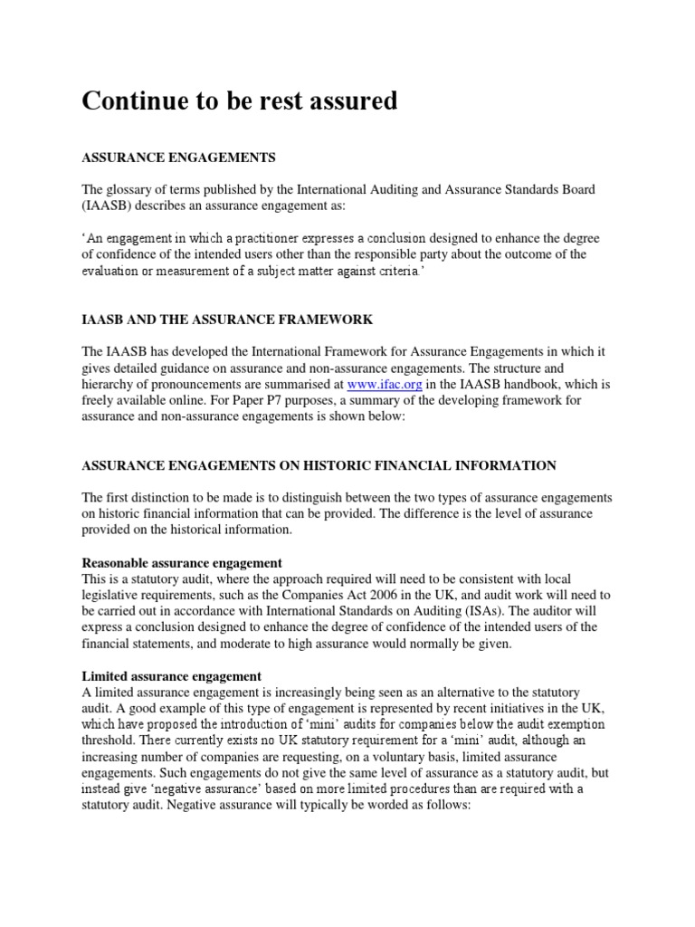 Understanding Assurance Engagements | PDF | Performance Indicator | Audit