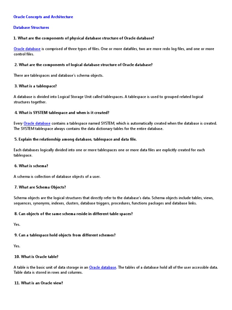 Oracle JR - DBA Interview Questions and Answers | PDF | Oracle Database | Databases