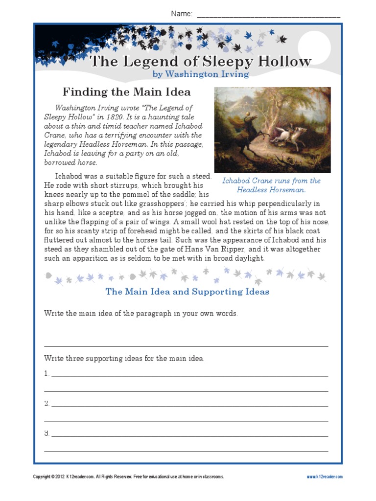 Main Idea - Sleeping Hollow | PDF | The Legend Of Sleepy Hollow | Horses