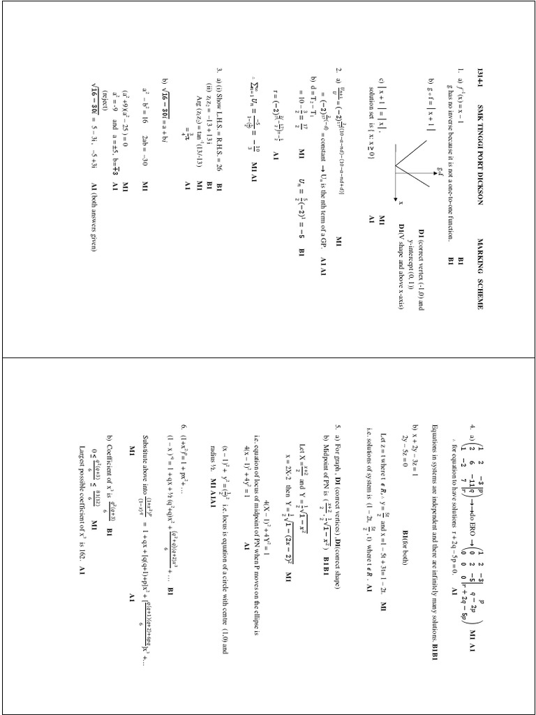 STPM Maths T Sem 1 Trial 2014 P1 Port Dickson Answer | PDF | Geometry ...