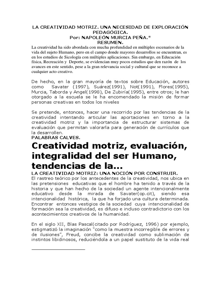 Creatividad Motriz en Educación Física | PDF | Creatividad | Conocimiento
