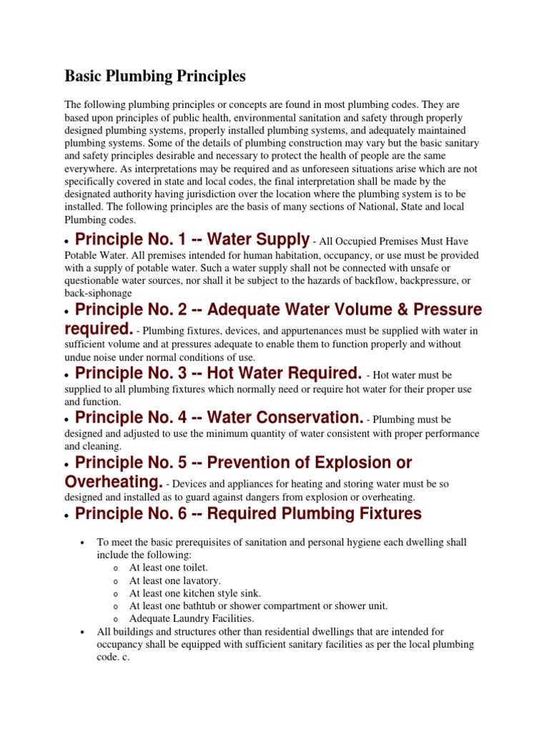 Basic Plumbing Principles - Docxshgdsdh | PDF | Plumbing | Toilet