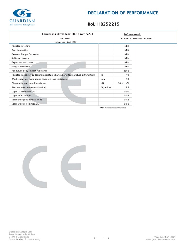 Declaration of Performance PDF | PDF