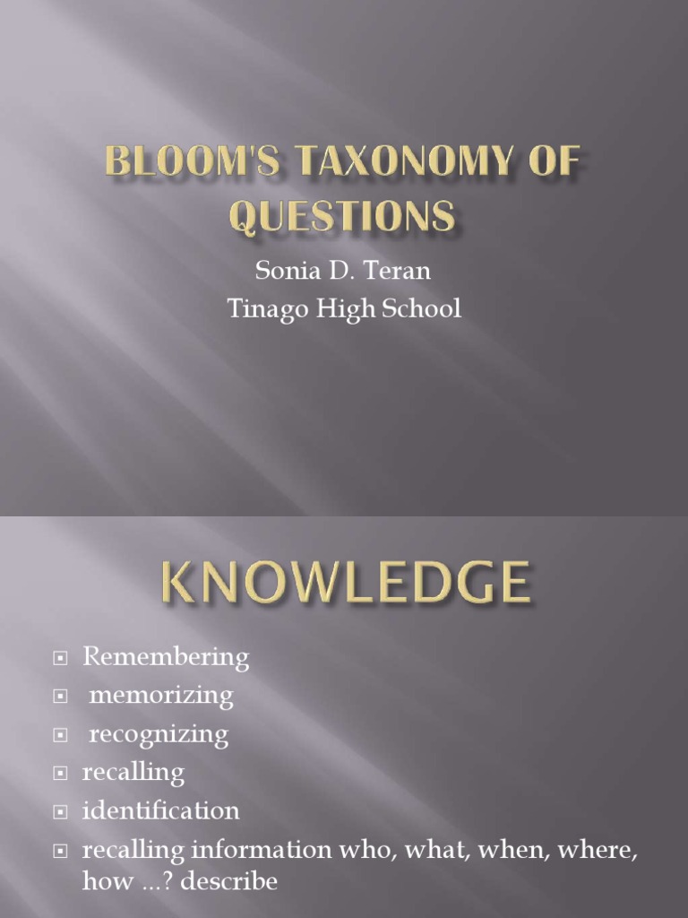 Bloom S Taxonomy of Questions | Download Free PDF | Data | Graph Theory
