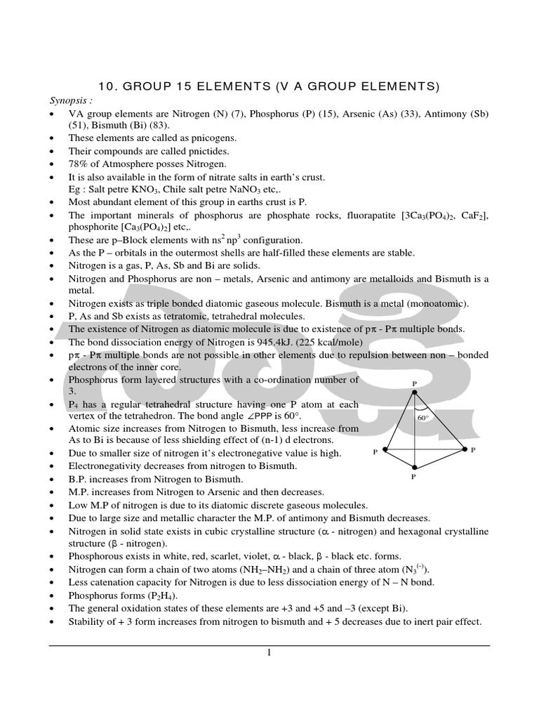 Group 15 Elements Overview | PDF | Science & Mathematics