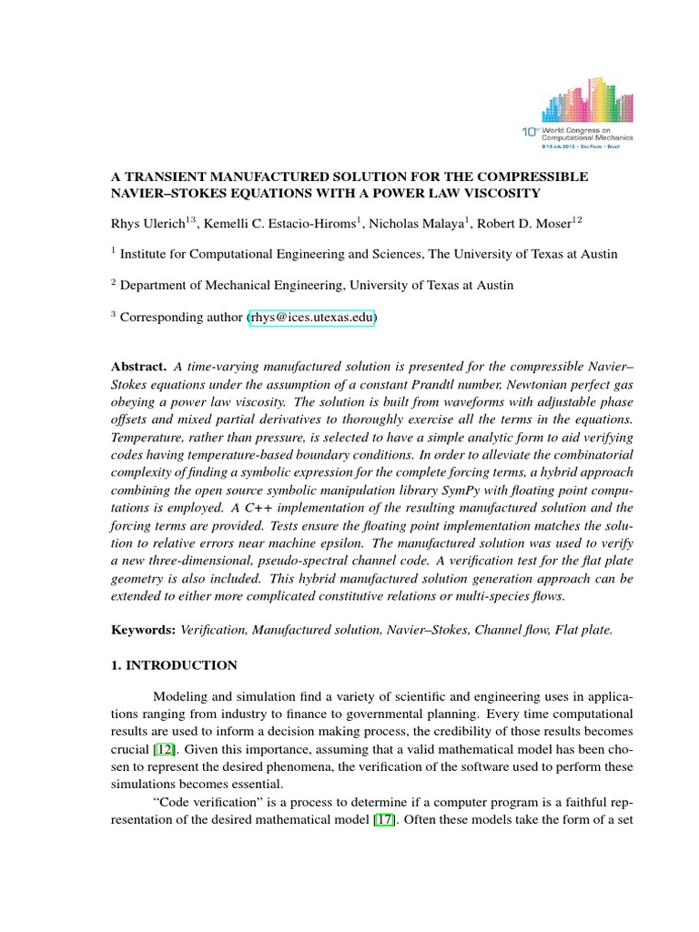 A Transient Manufactured Solution For The Compressible Navier-Stokes ...