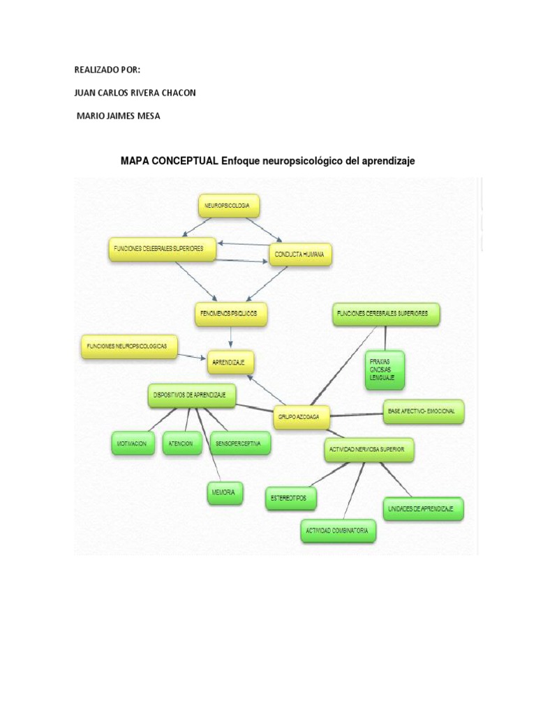 MAPA CONCEPTUAL Enfoque Neuropsicológico Del Aprendizaje | PDF