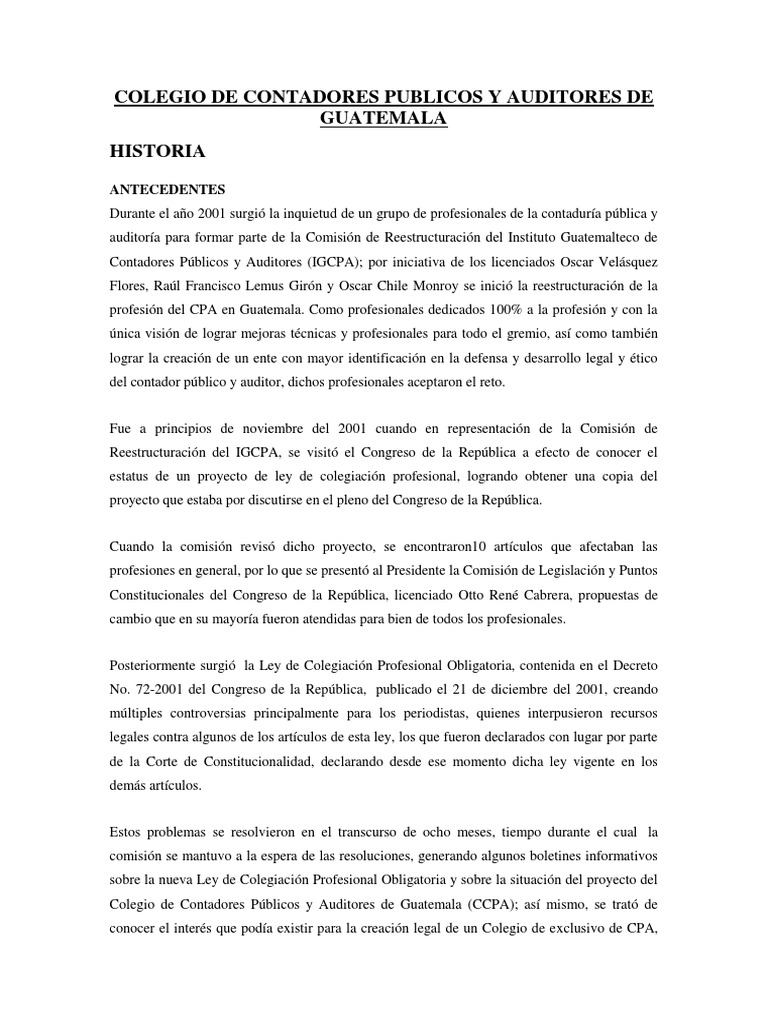 Colegio De Contadores Publicos Y Auditores De Guatemala Pdf