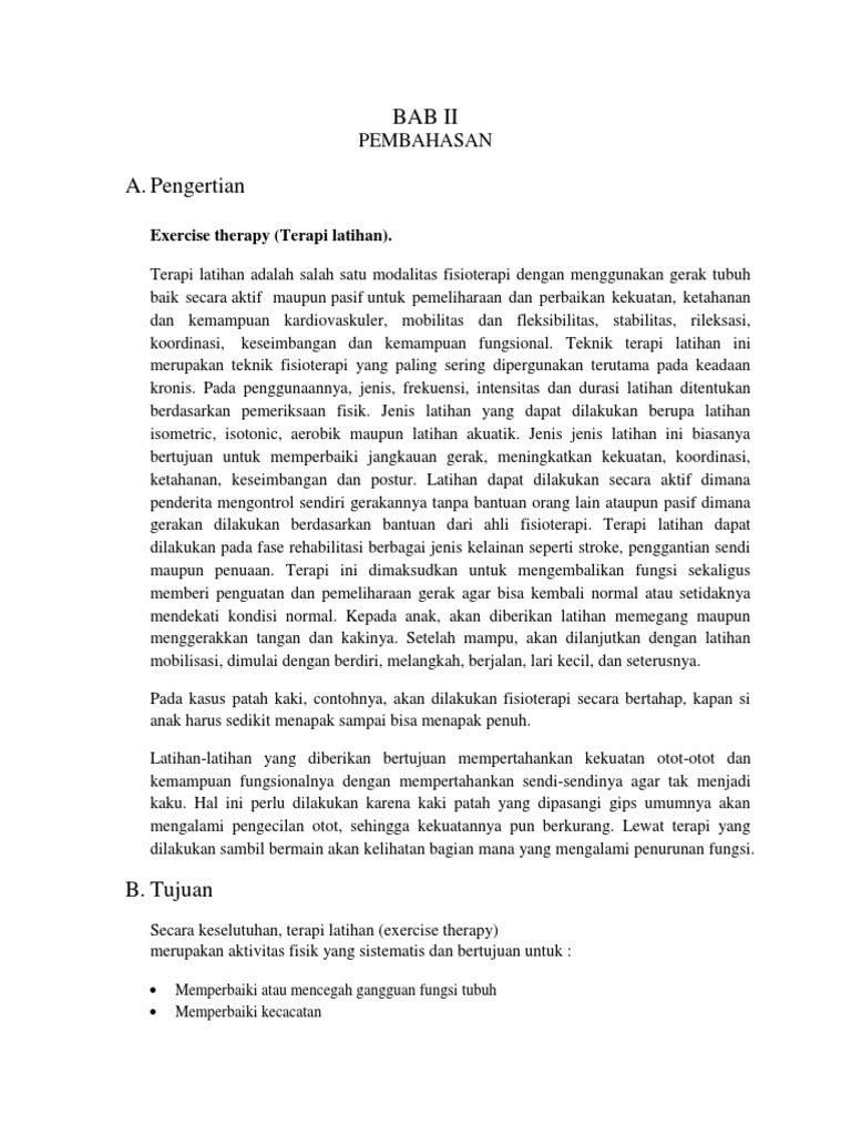 Terapi Latihan Fisioterapi: Teknik dan Tujuan | PDF