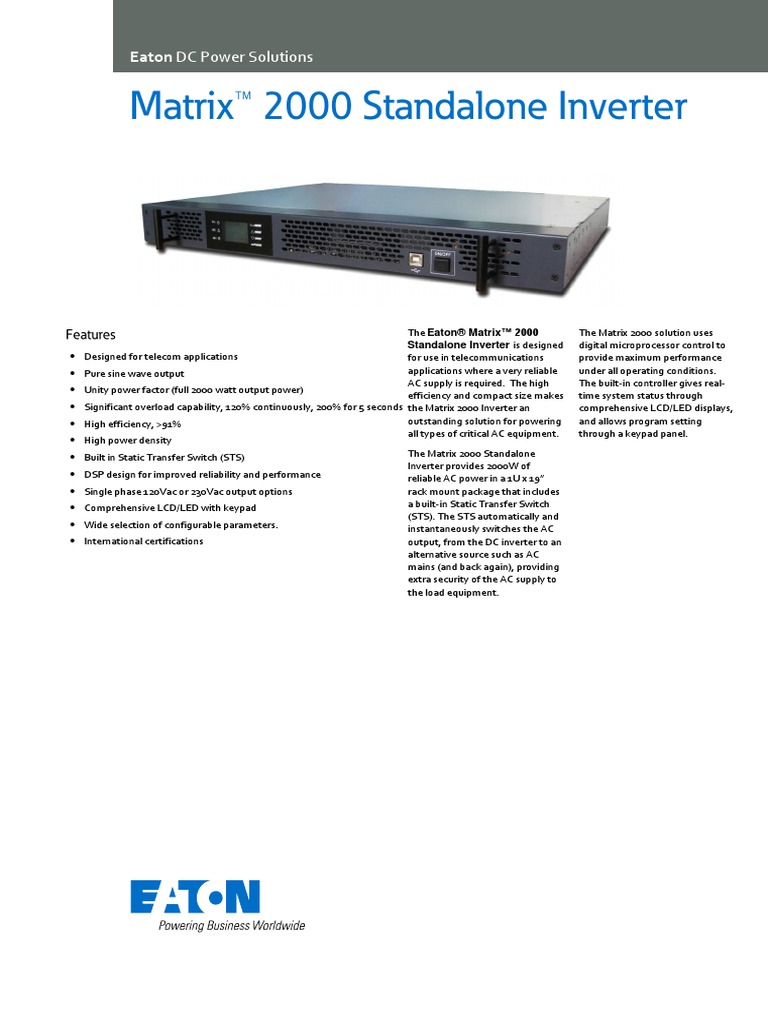 Matrix 2000 Standalone Inverter C A4size | PDF | Power Inverter | Alternating Current